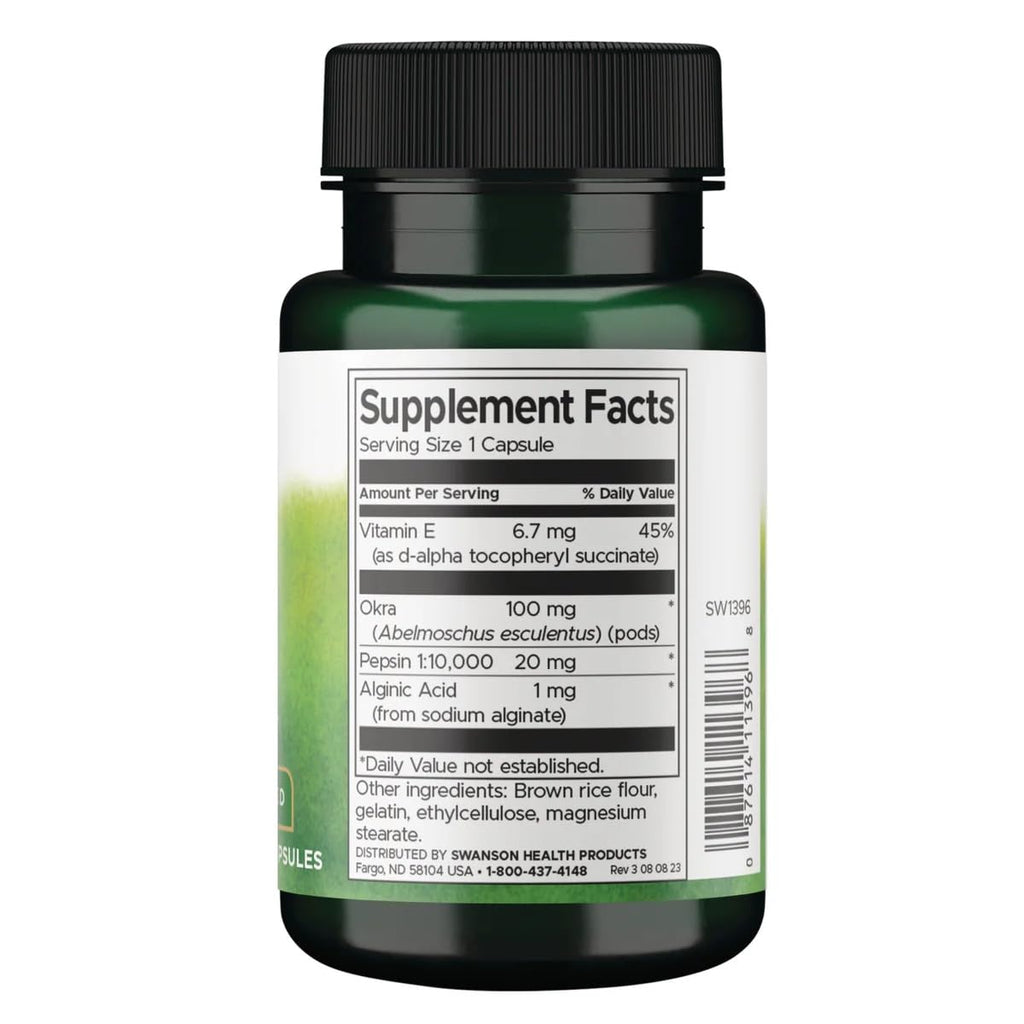 Pepsin and okra digestive support capsules