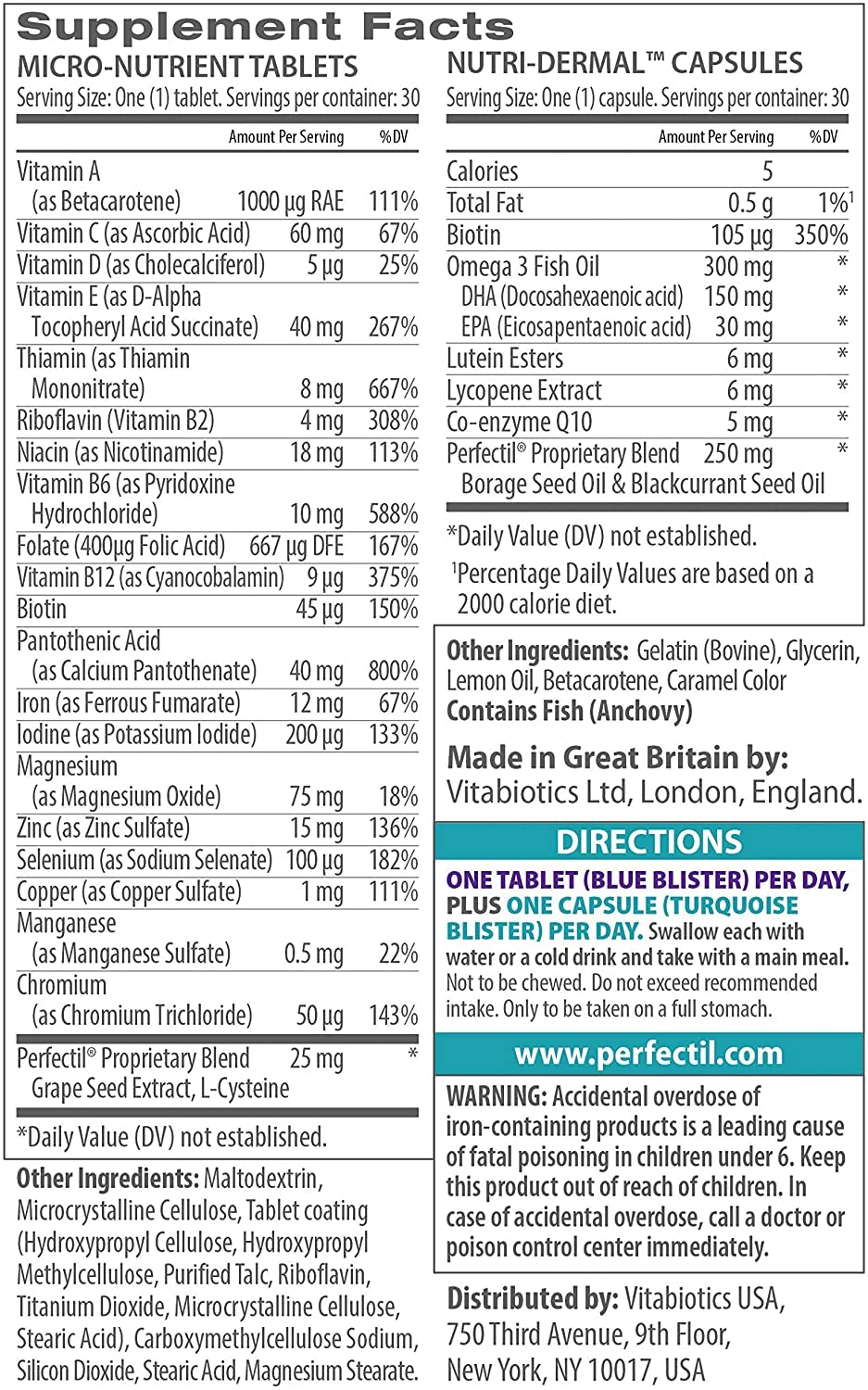 Perfectil tablets for daily nutrition