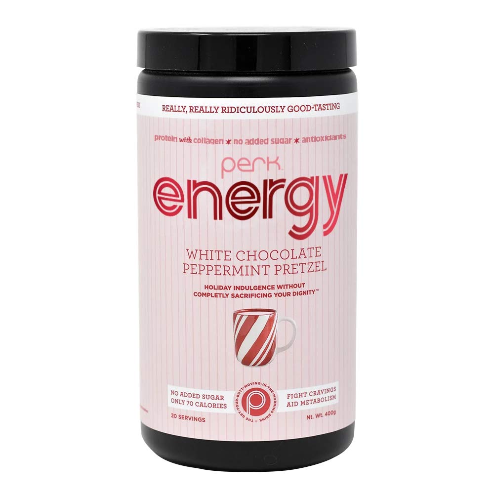 Perk Energy peppermint pretzel supplements