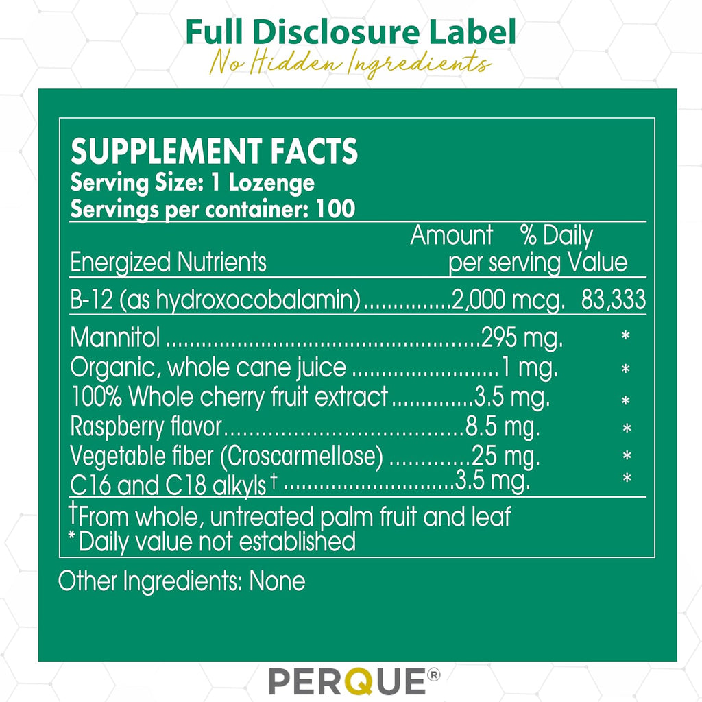 Perque B12 lozenges for overall wellness