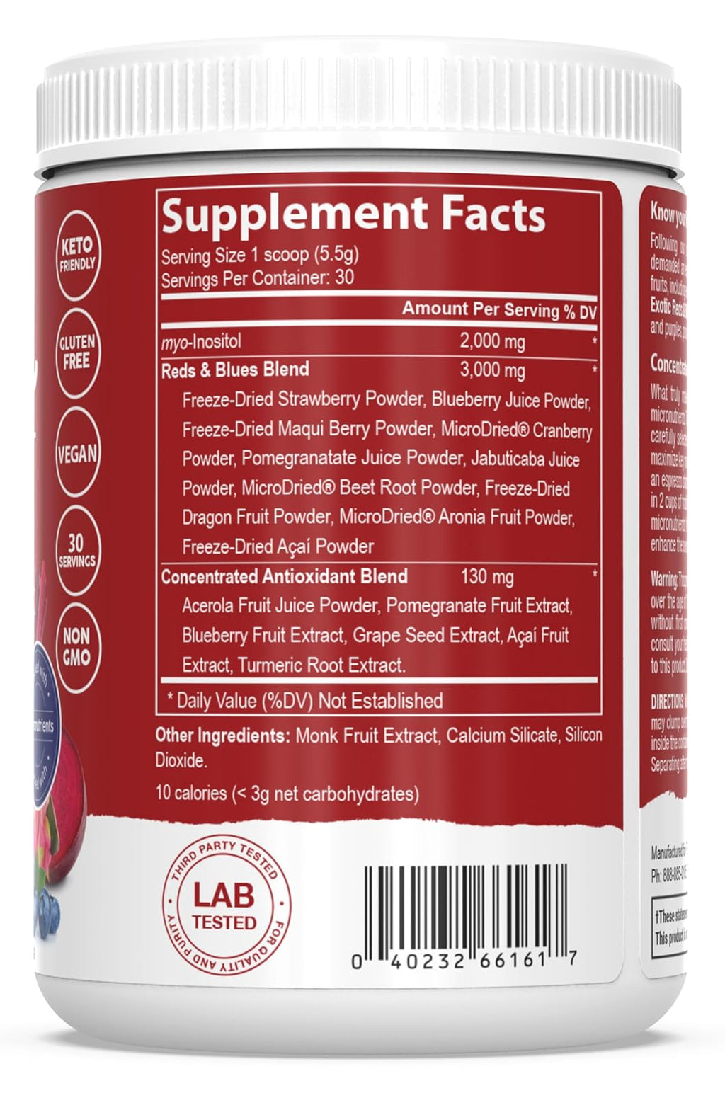 PEScience Exotic Reds & Blues ingredients