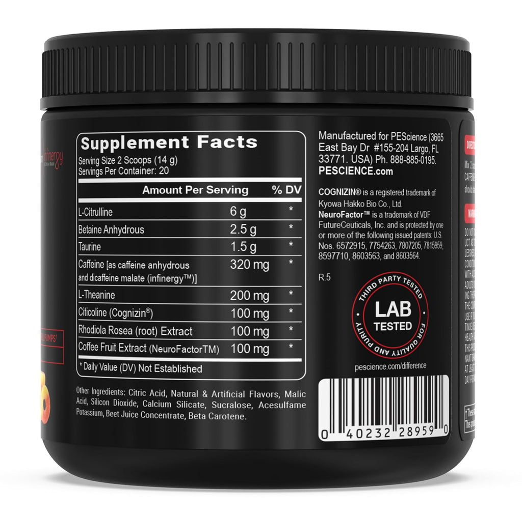 PEScience pre-workout for muscle endurance