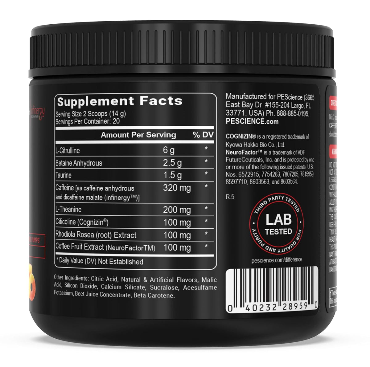 PEScience pre-workout for muscle endurance