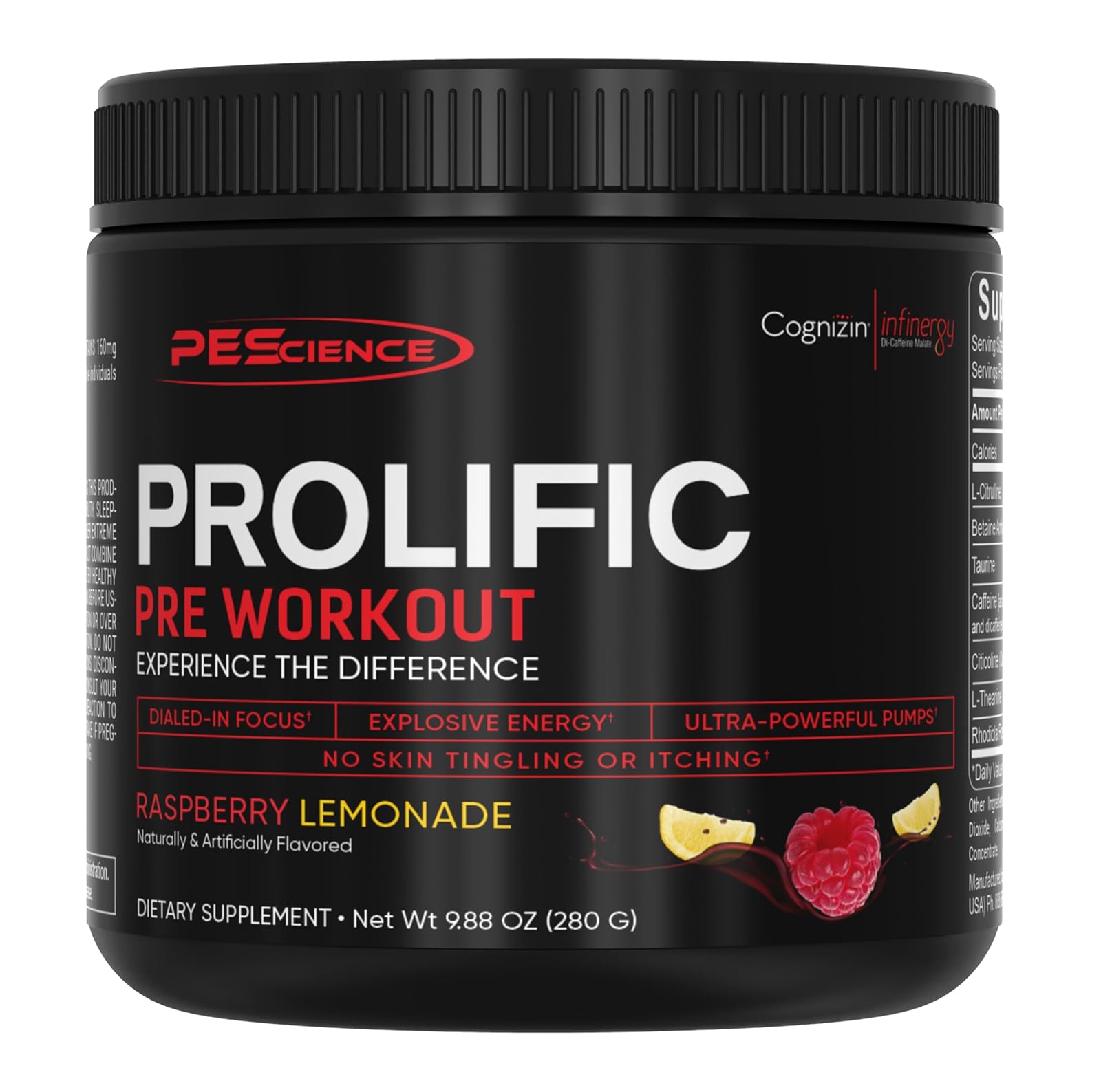 PEScience pre-workout raspberry lemonade