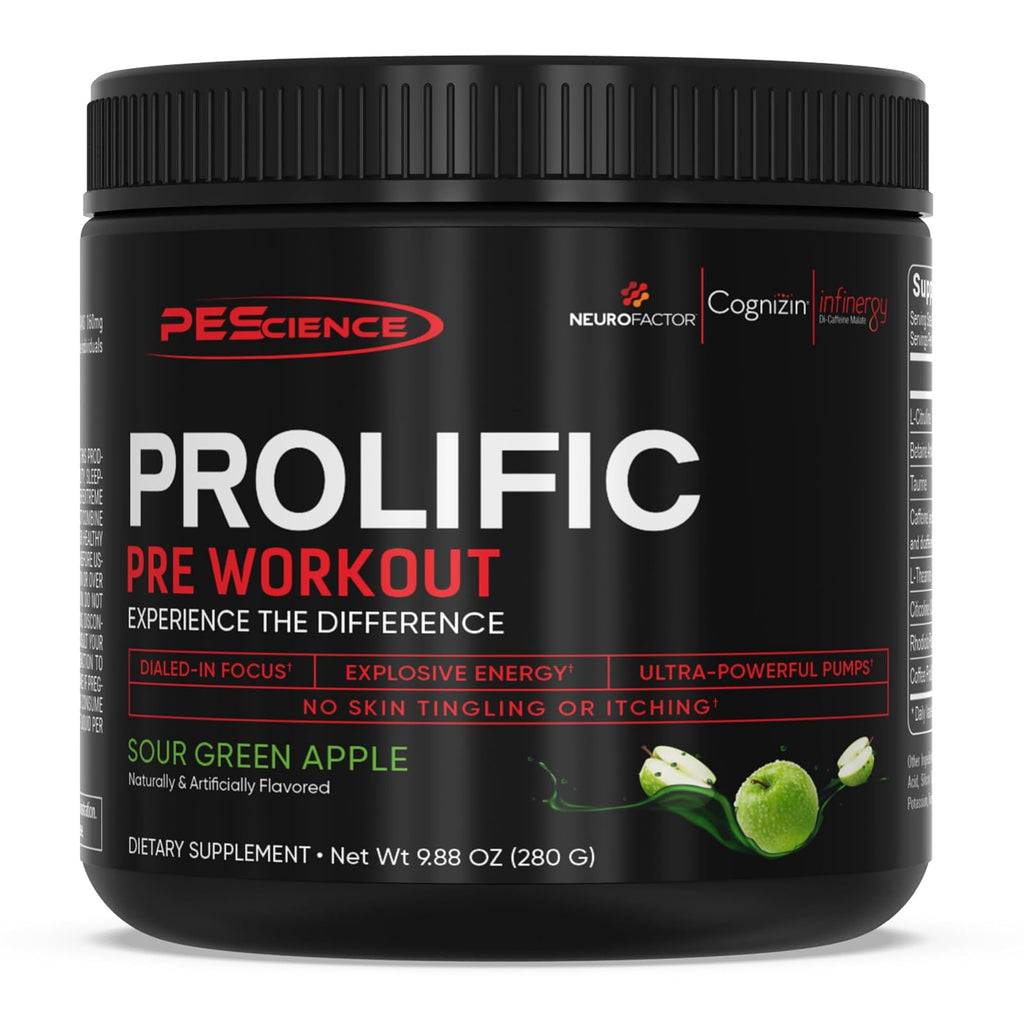 PEScience pre-workout sour green apple