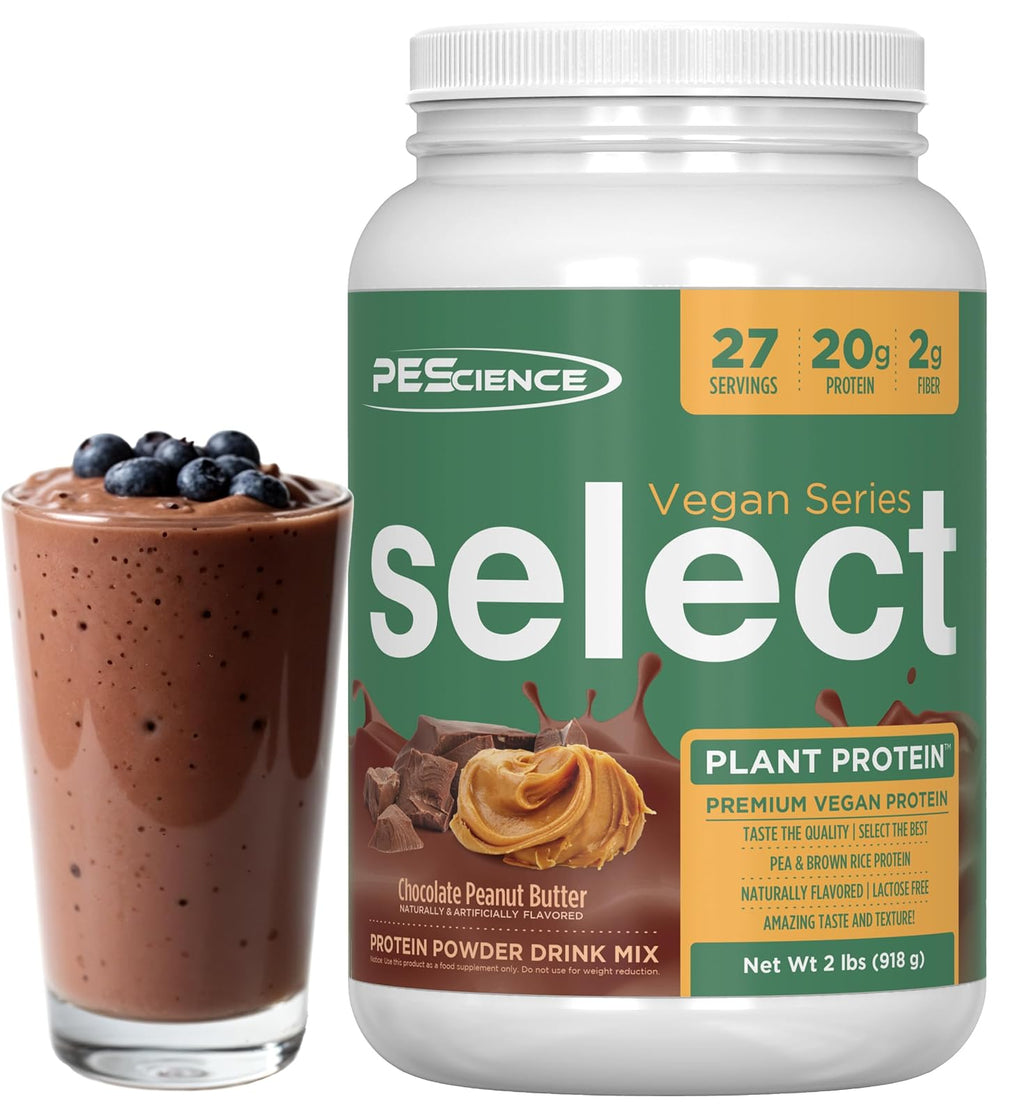 PEScience vegan protein powder chocolate peanut butter