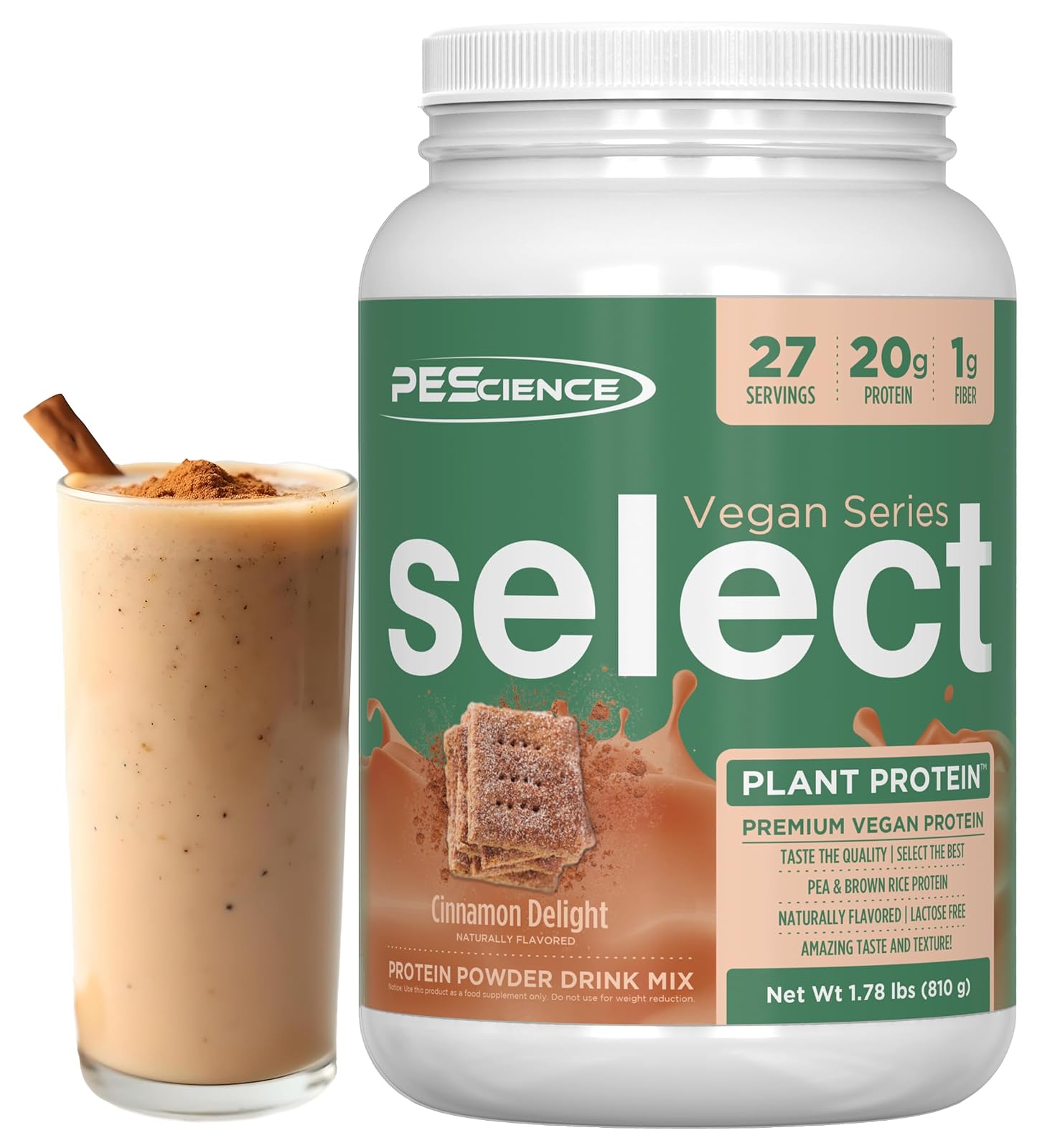 PEScience vegan protein powder cinnamon