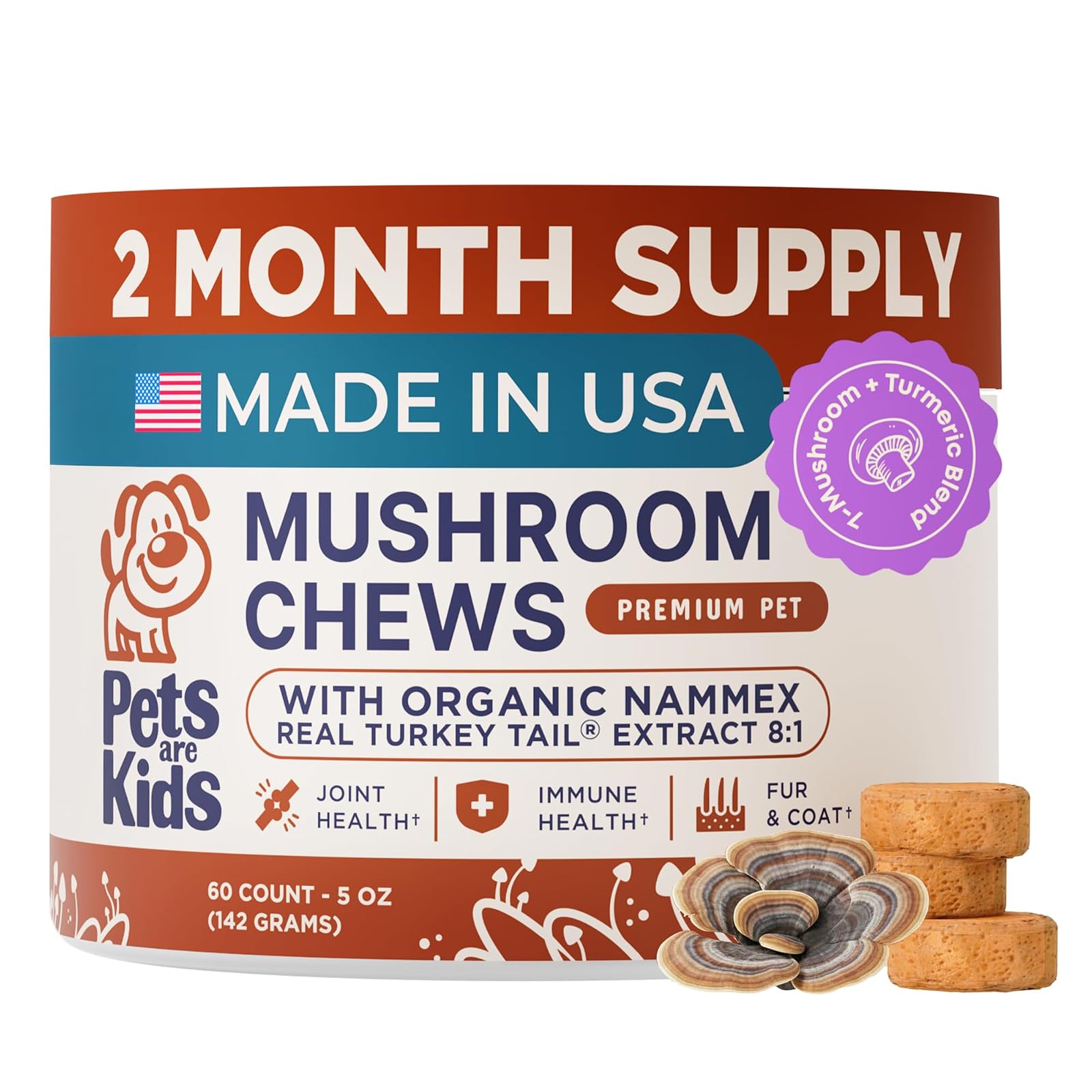 Pets are Kids Turkey Tail Mushroom capsules