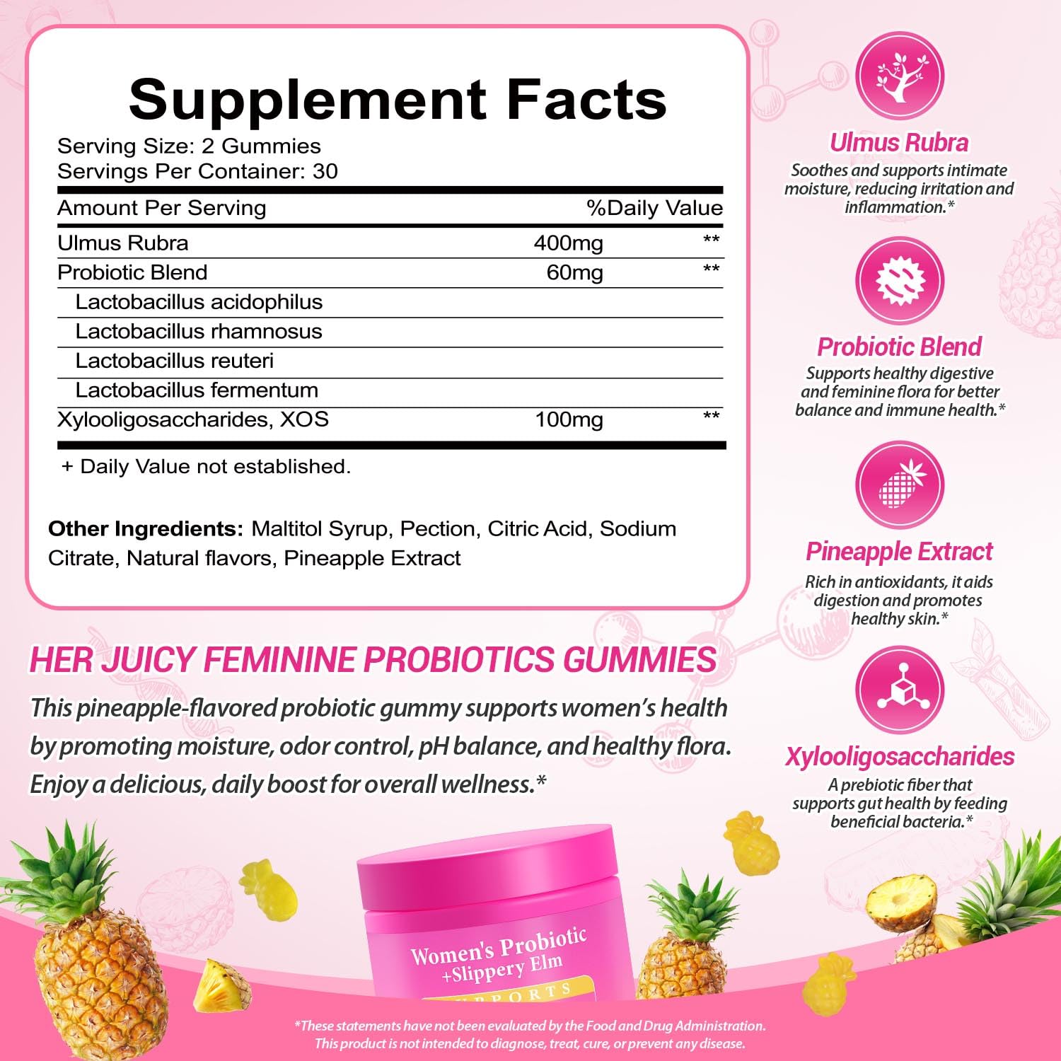 pH balance probiotics with slippery elm