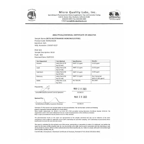 Pharmaceutical grade NMN supplement