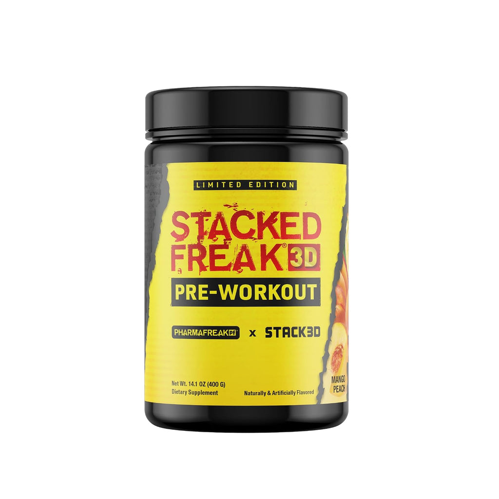 PharmaFreak pre workout powder mango peach