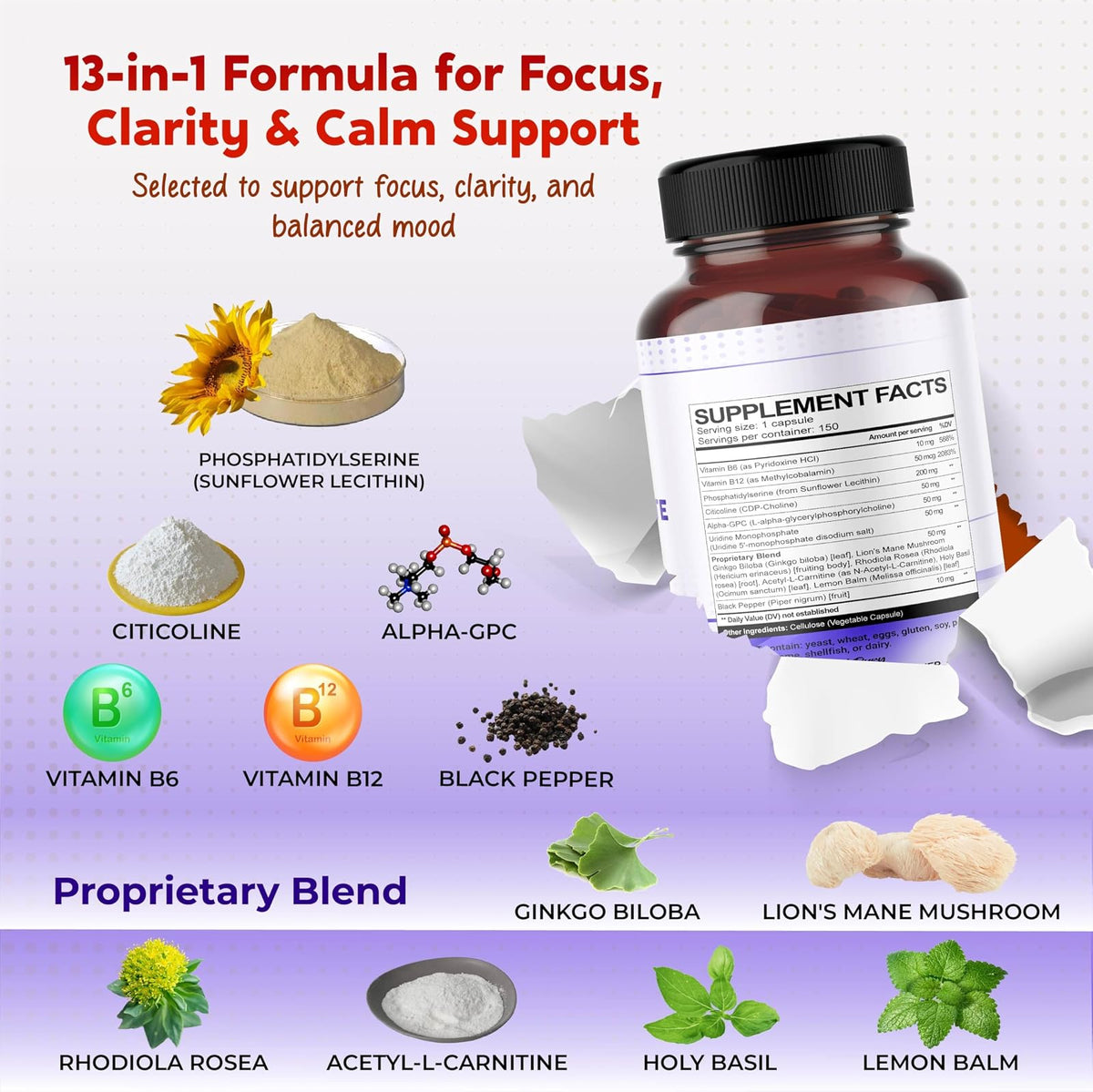 Phosphatidylserine capsules for cognitive support