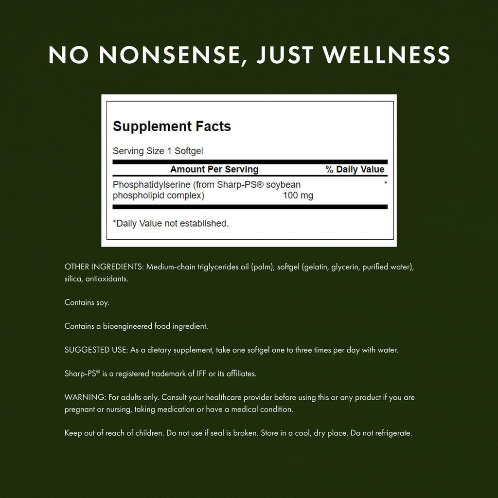 Phosphatidylserine softgels for stress relief