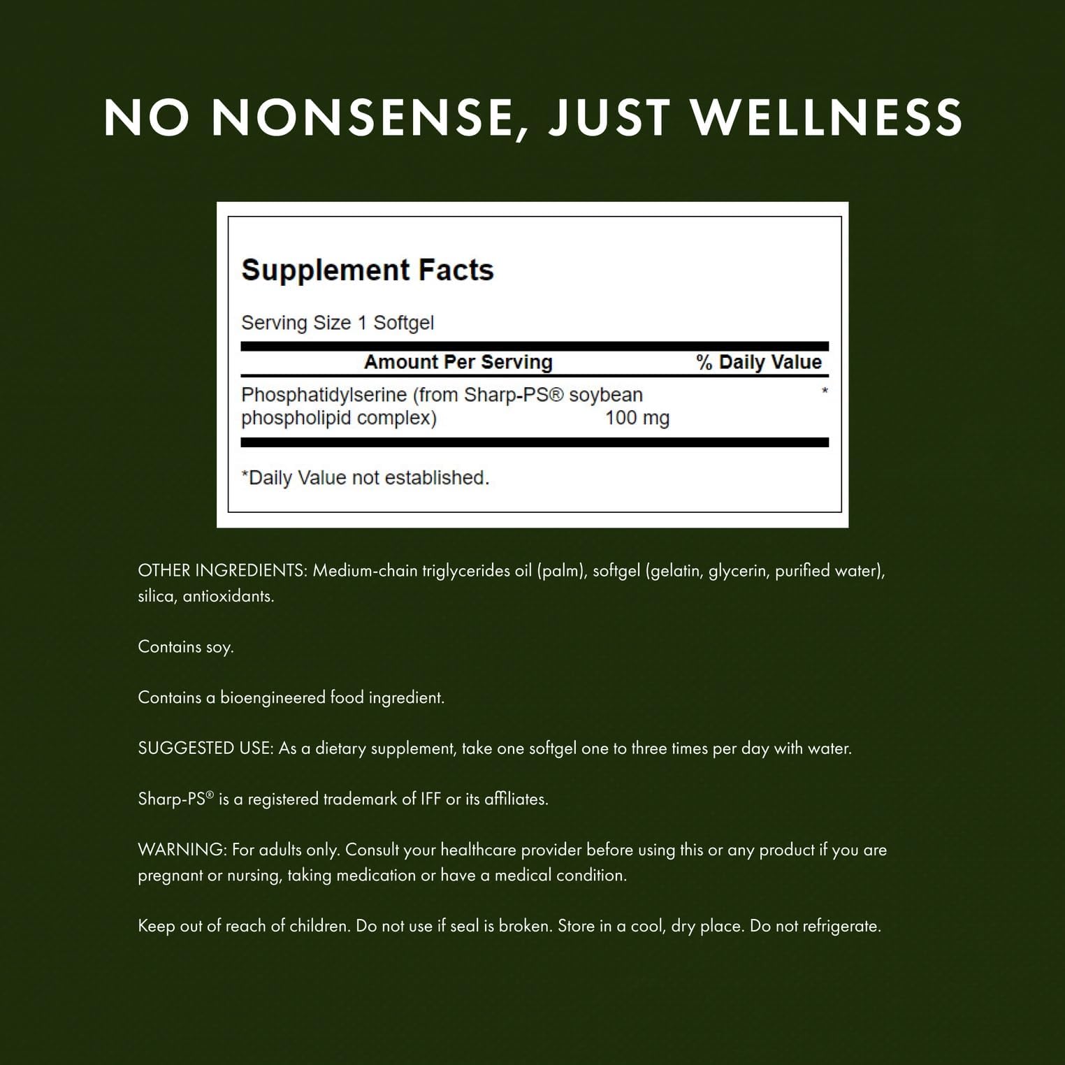 Phosphatidylserine softgels for stress relief