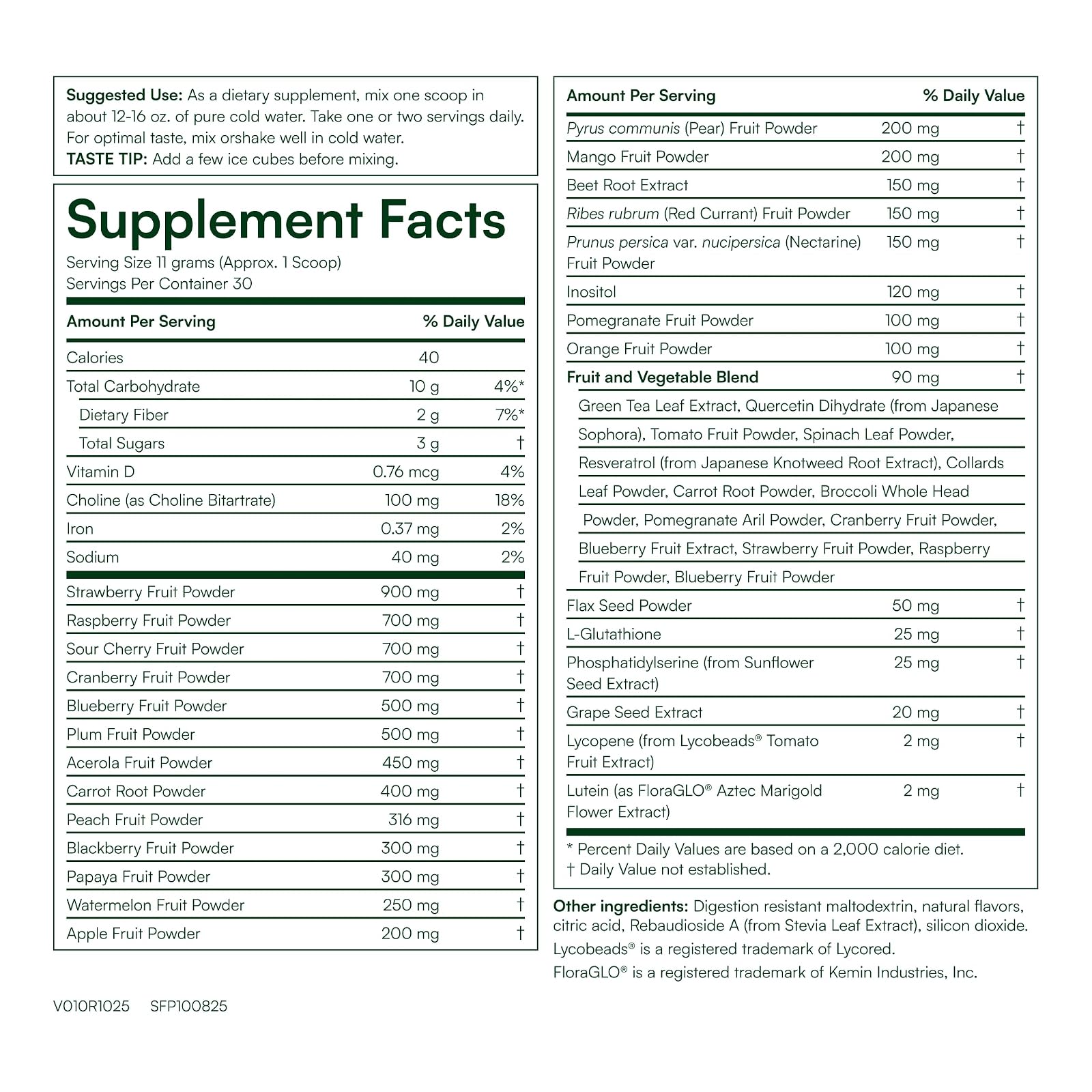 phytonutrient drink mix for energy