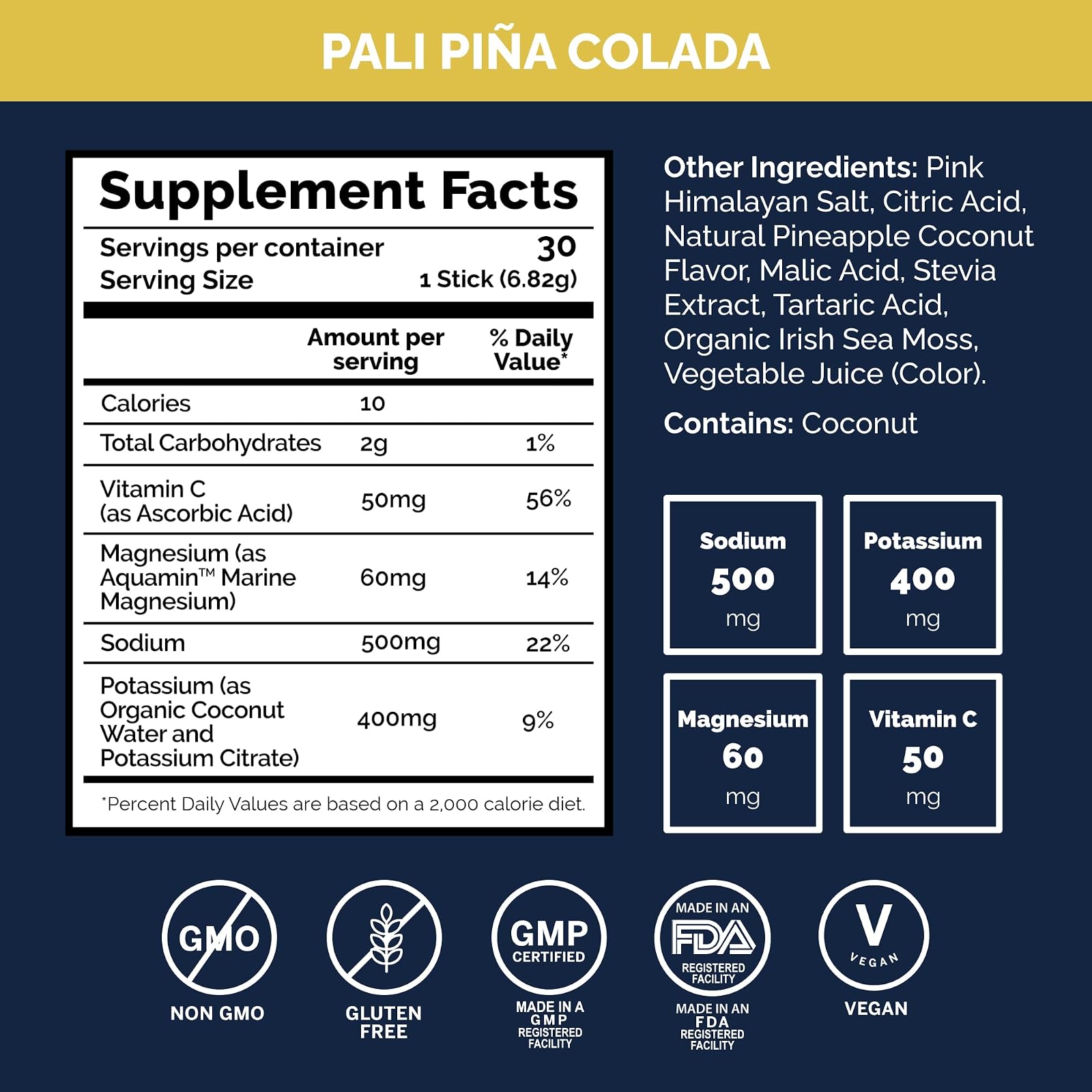 Pina colada electrolyte drink mix