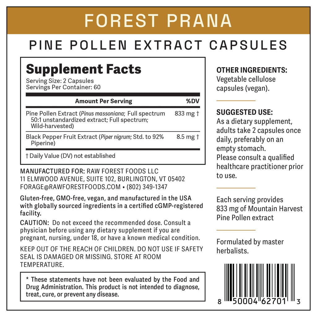 Pine pollen capsules for men