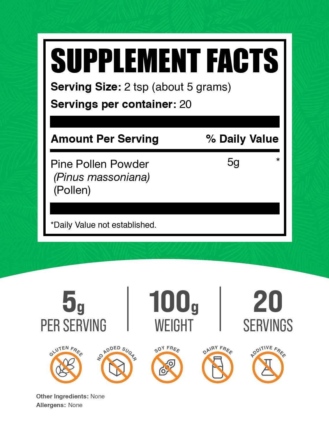 Pine pollen powder for immune support