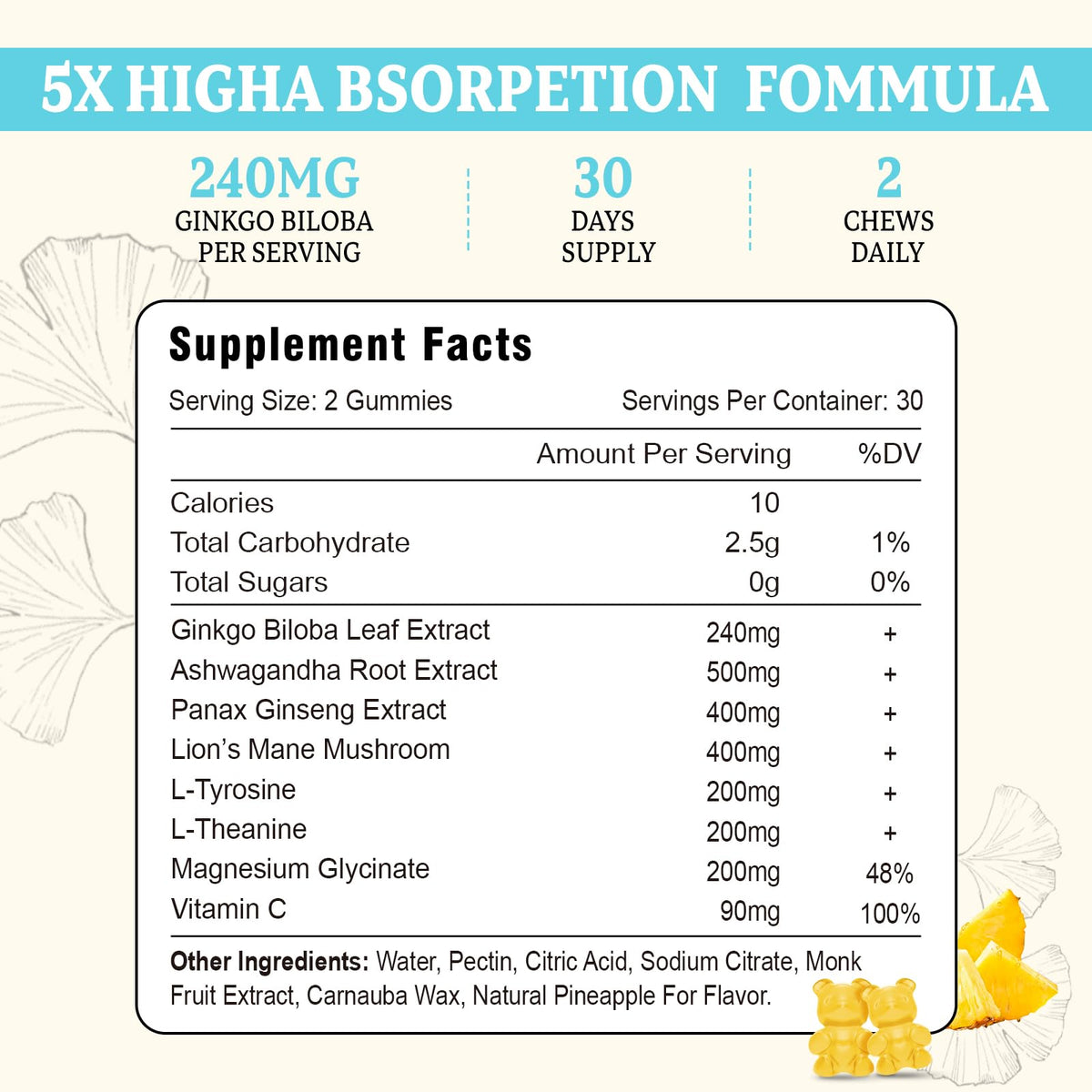pineapple flavor ginkgo biloba supplement