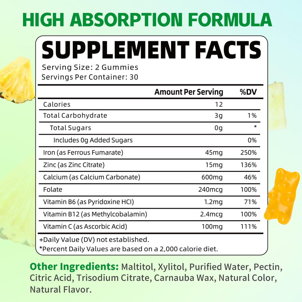 Pineapple flavor iron supplement