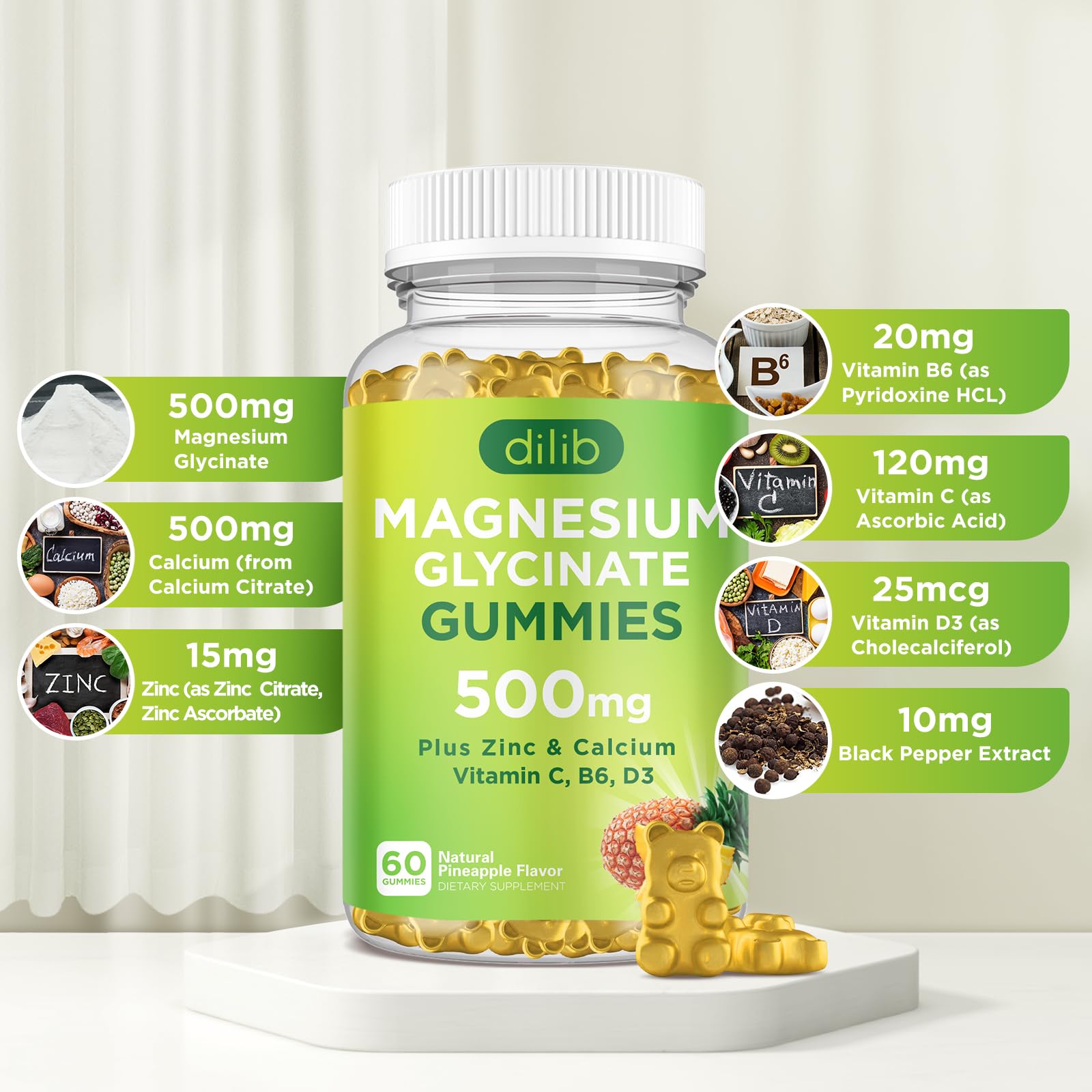 pineapple flavor magnesium gummies for mood