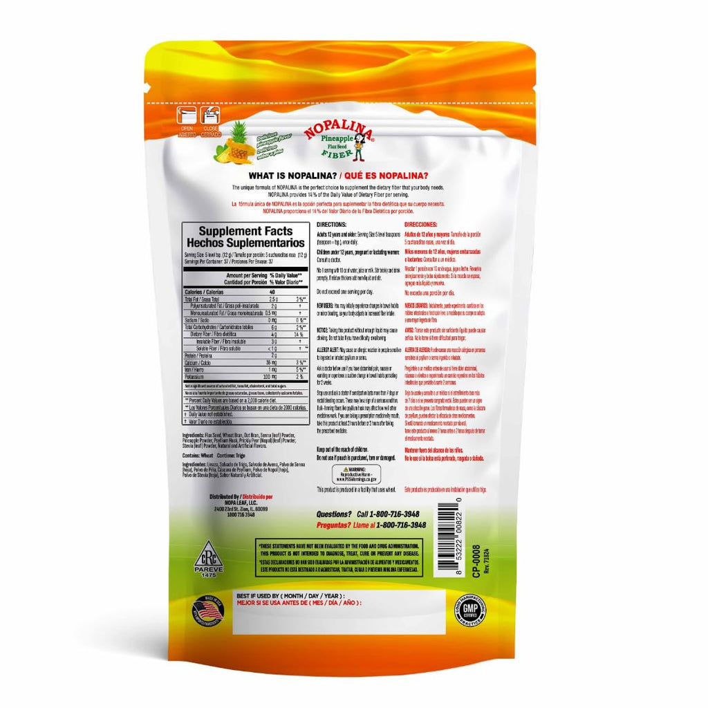 Pineapple flavored fiber supplement