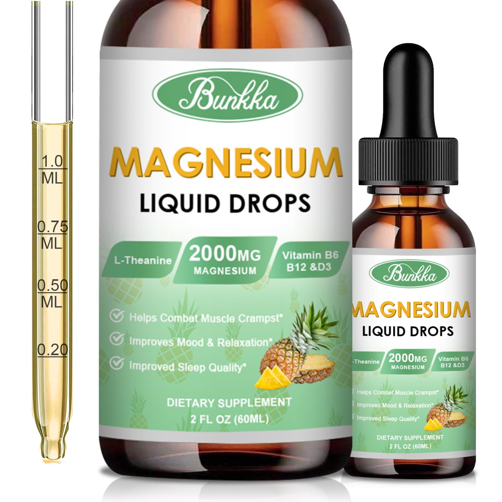 Pineapple flavored magnesium drops