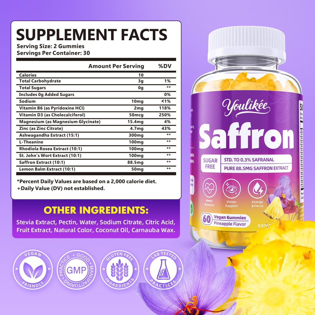 Pineapple flavored saffron supplements