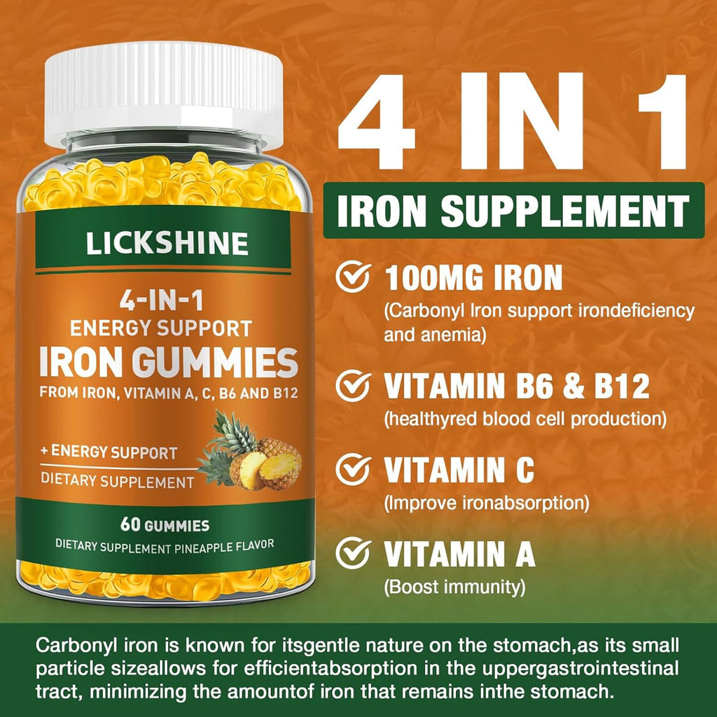 Pineapple flavour iron gummies