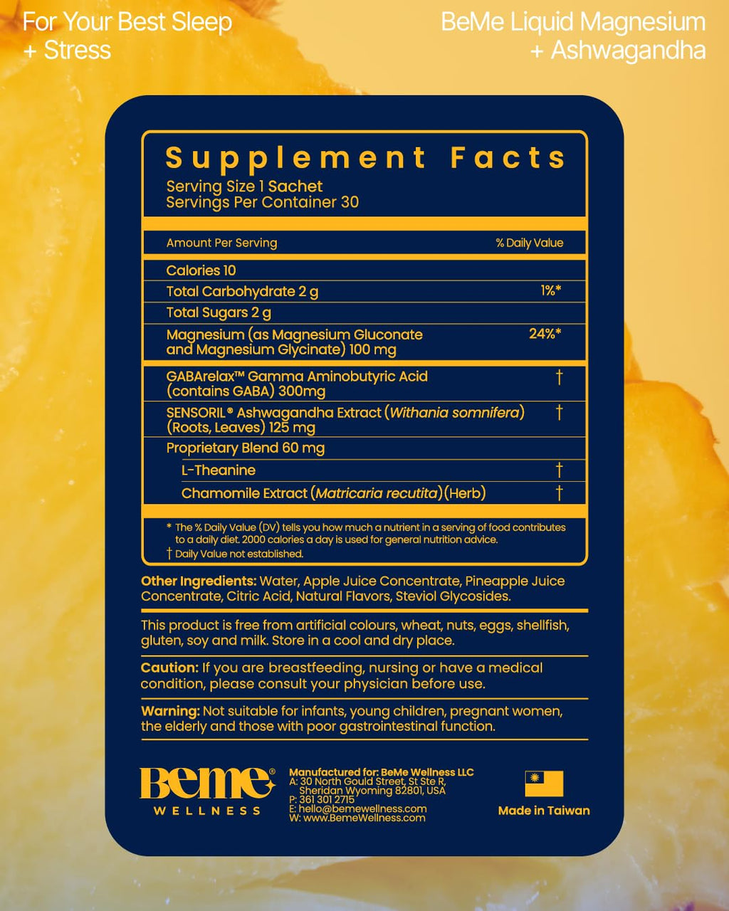 Pineapple flavour magnesium drink mix
