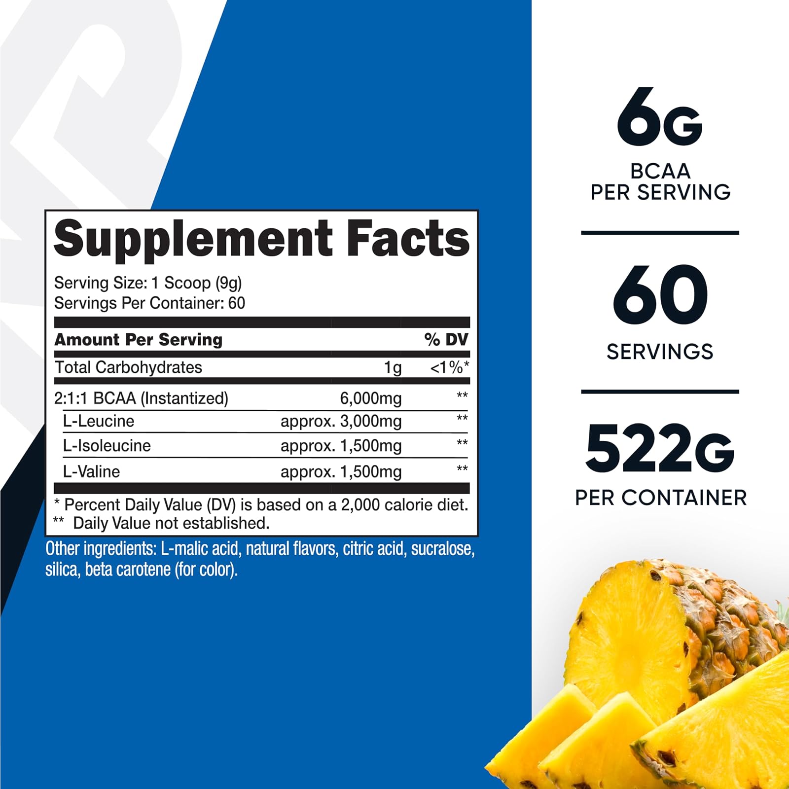 Pineapple flavoured BCAA supplement