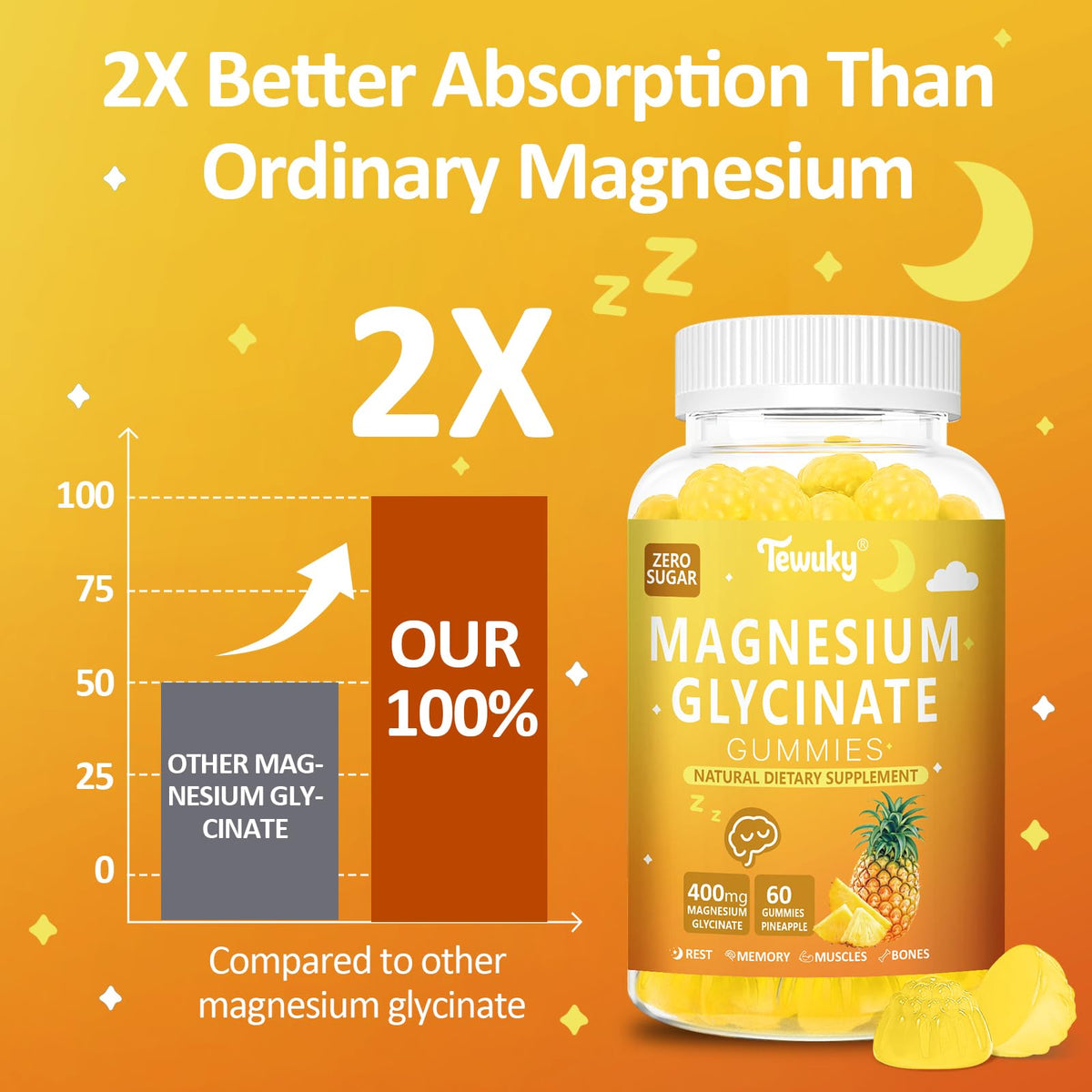 Pineapple flavoured magnesium chewables