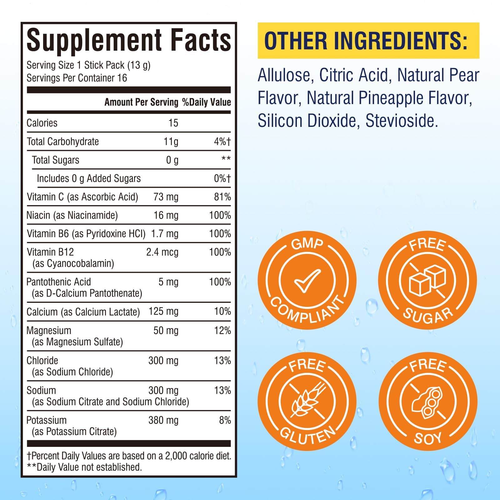 Pineapple pear electrolyte powder sticks