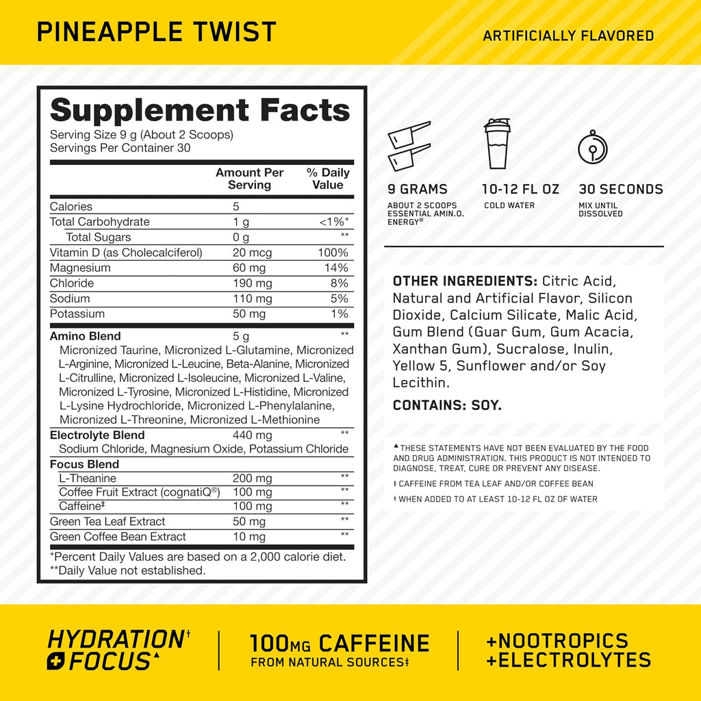 Pineapple twist amino acids supplement