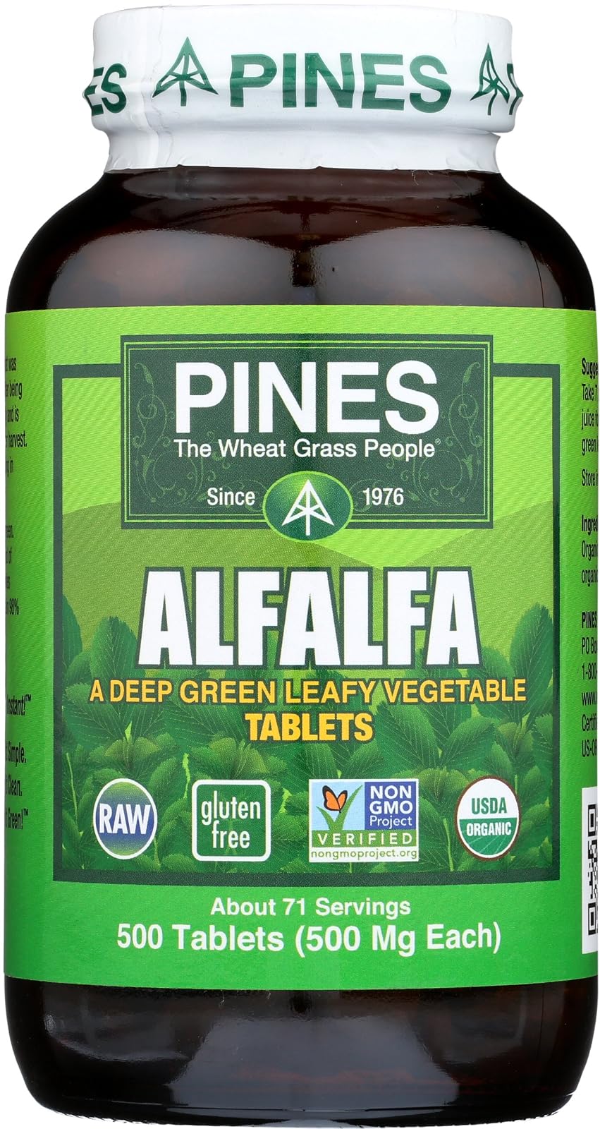 PINES Organic Alfalfa supplement tablets
