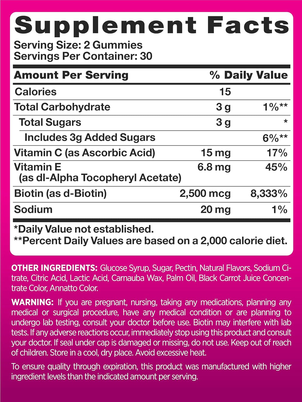 PINK Hair Skin Nails gummies benefits