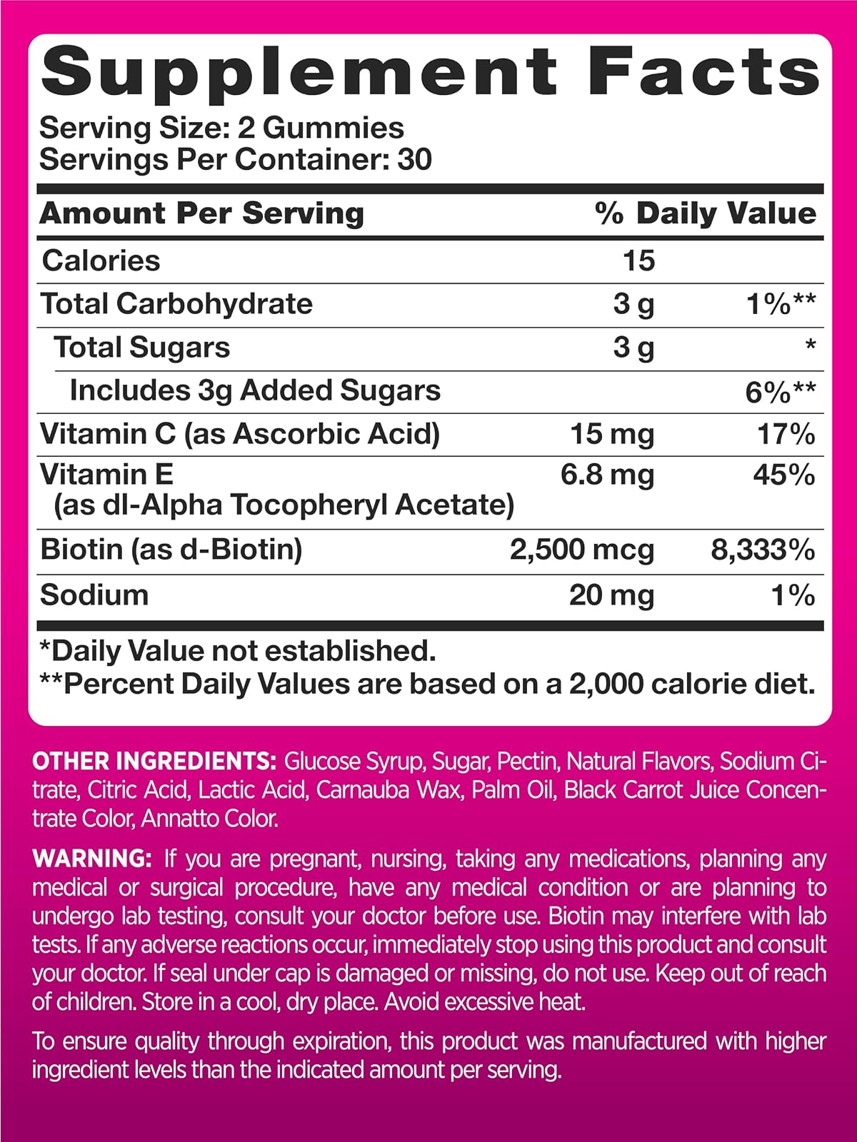PINK Hair Skin Nails gummies benefits