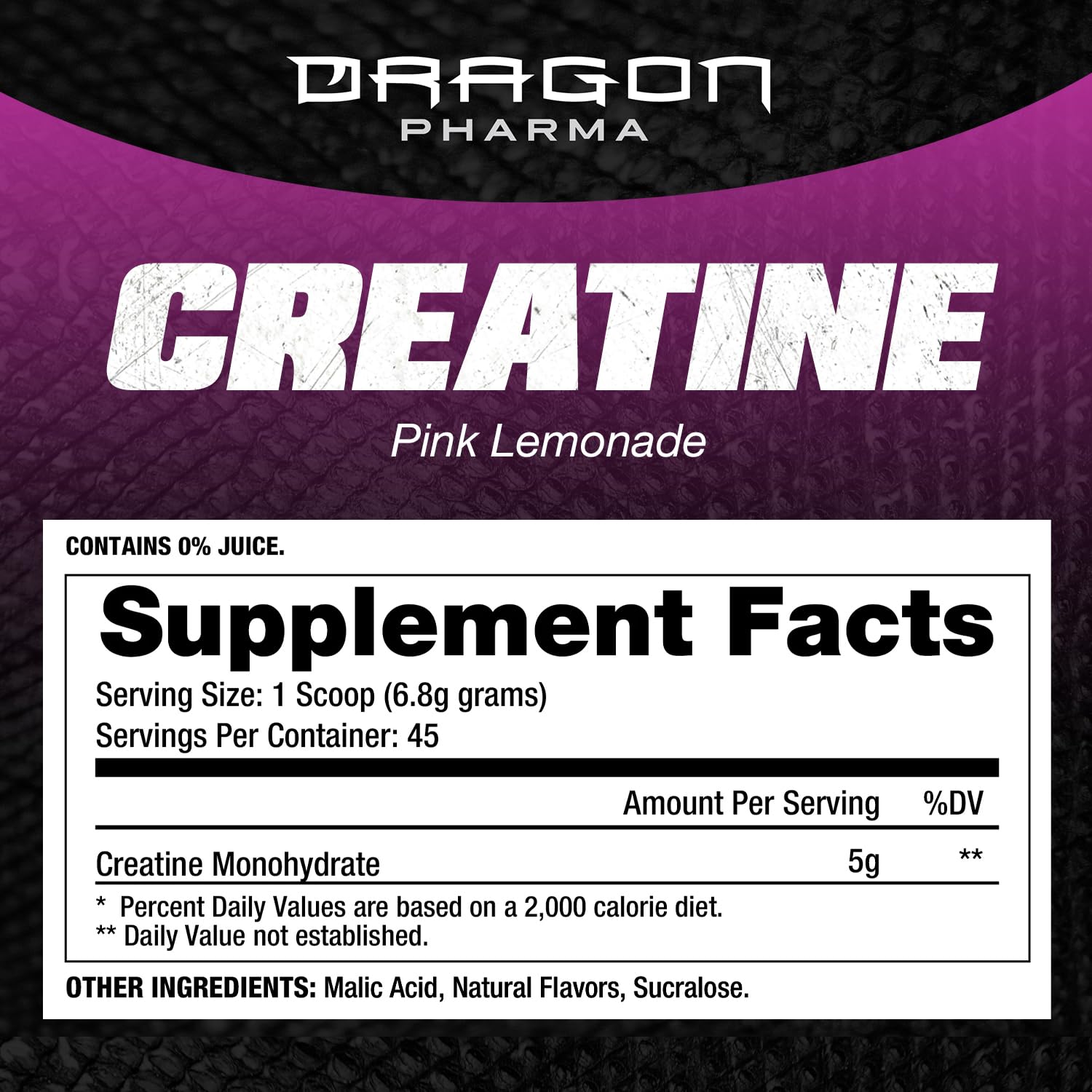 Pink lemonade creatine monohydrate powder