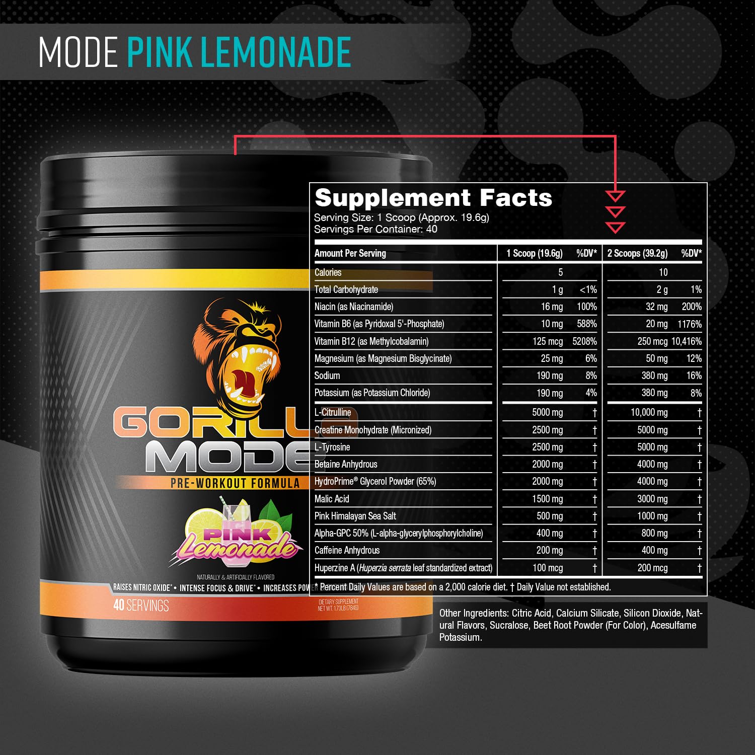 Pink Lemonade flavour pre-workout boost