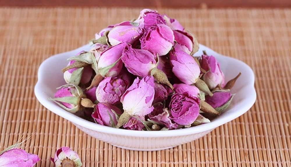pink rose buds for tea brewing