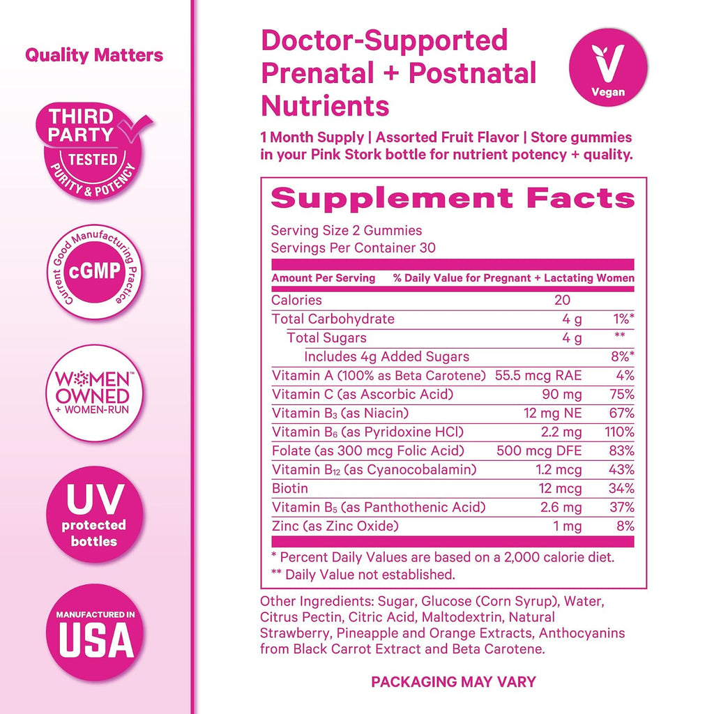 Pink Stork gummies for prenatal wellness