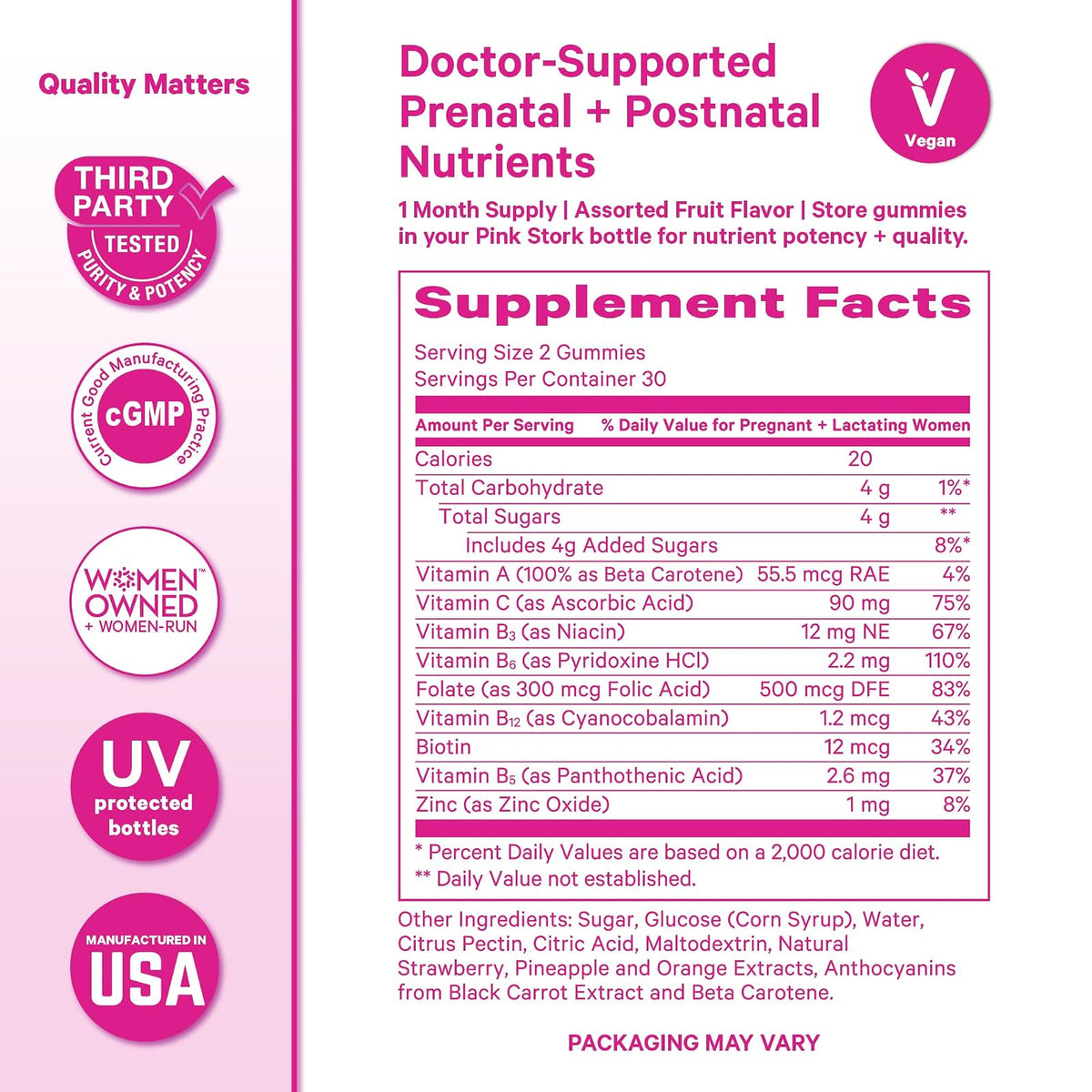 Pink Stork gummies for prenatal wellness