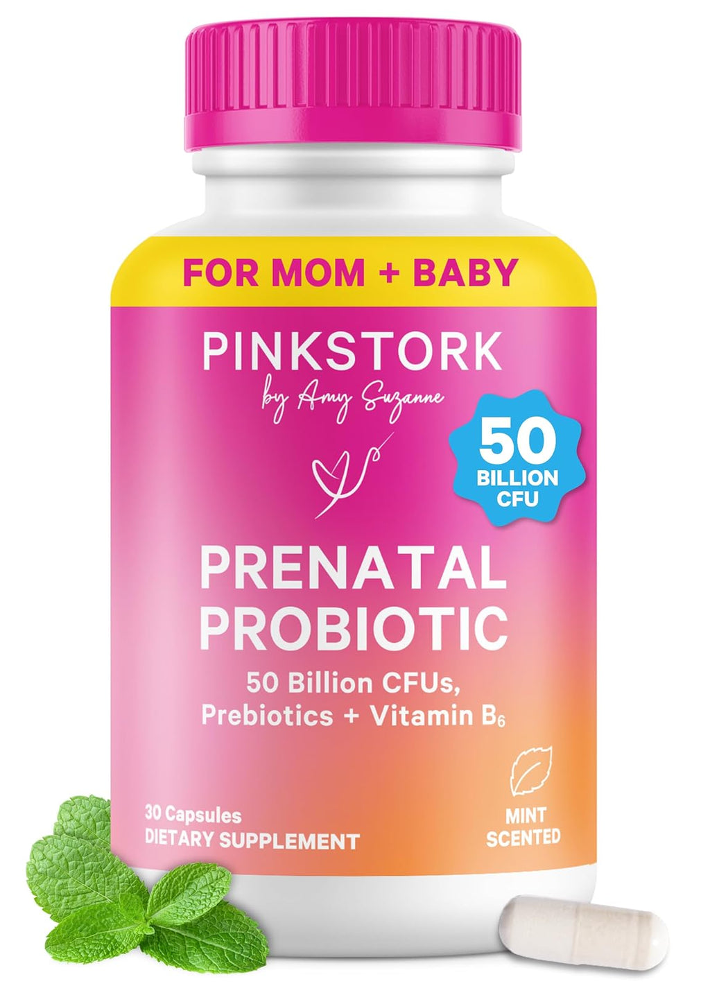 Pink Stork prenatal probiotic capsules