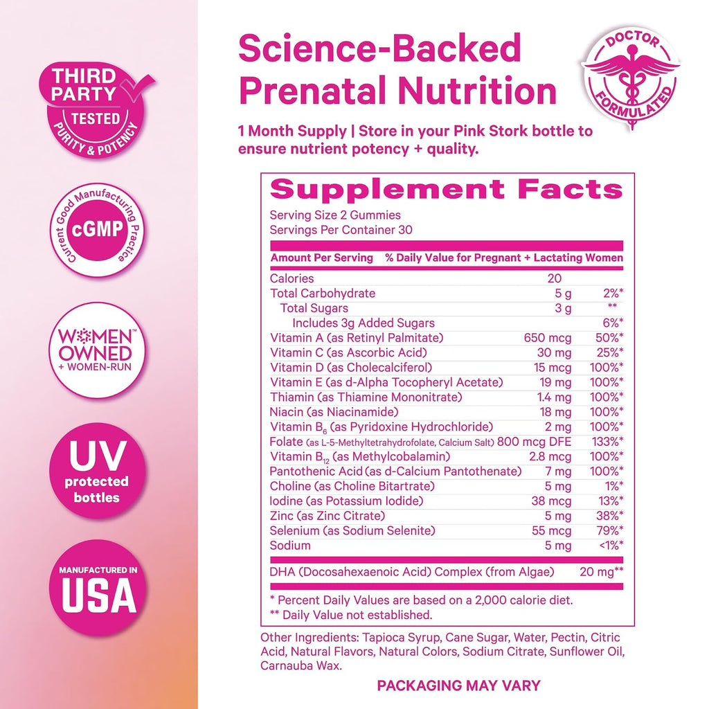 Pink Stork prenatal vitamins for healthy baby
