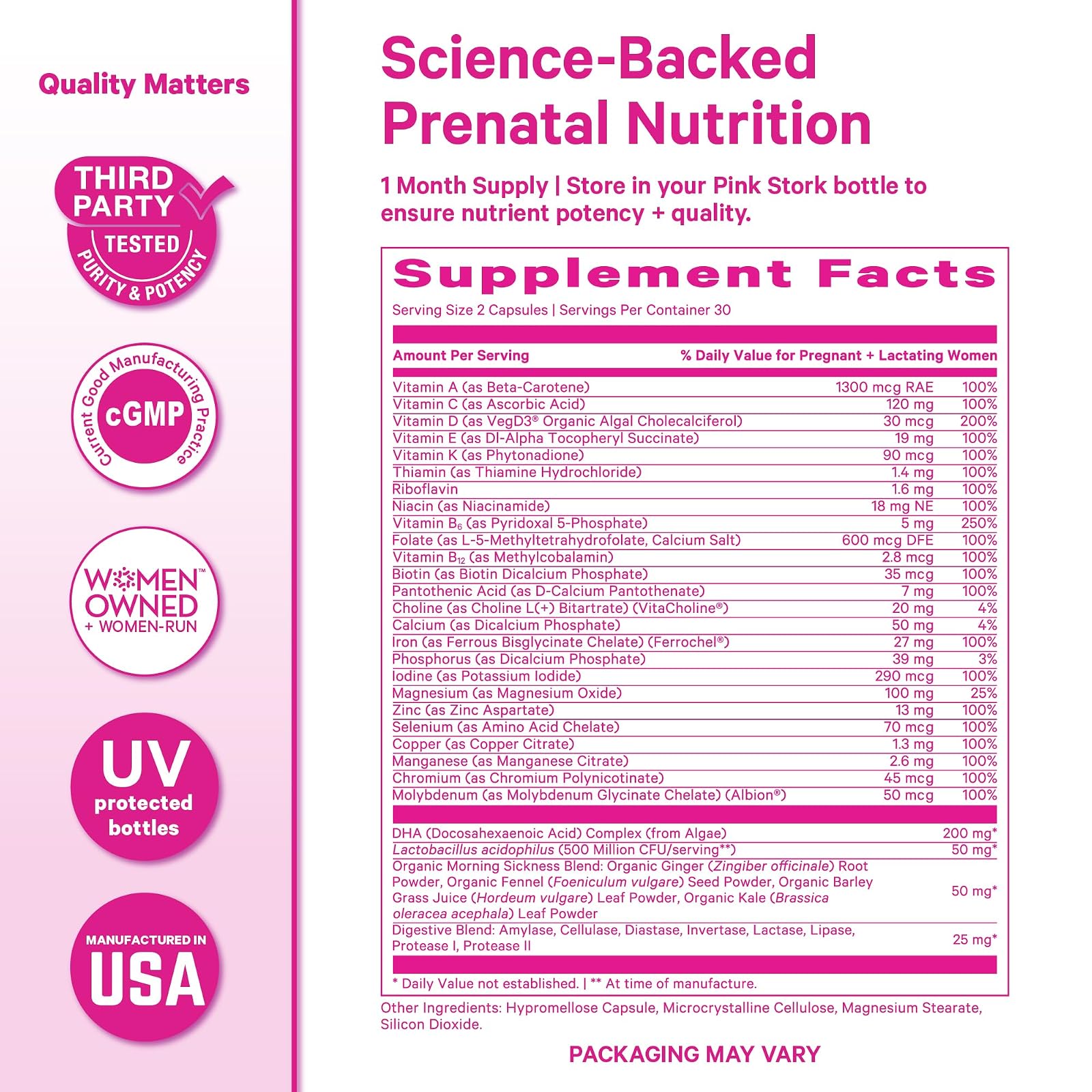 Pink Stork vitamins for pregnancy wellness
