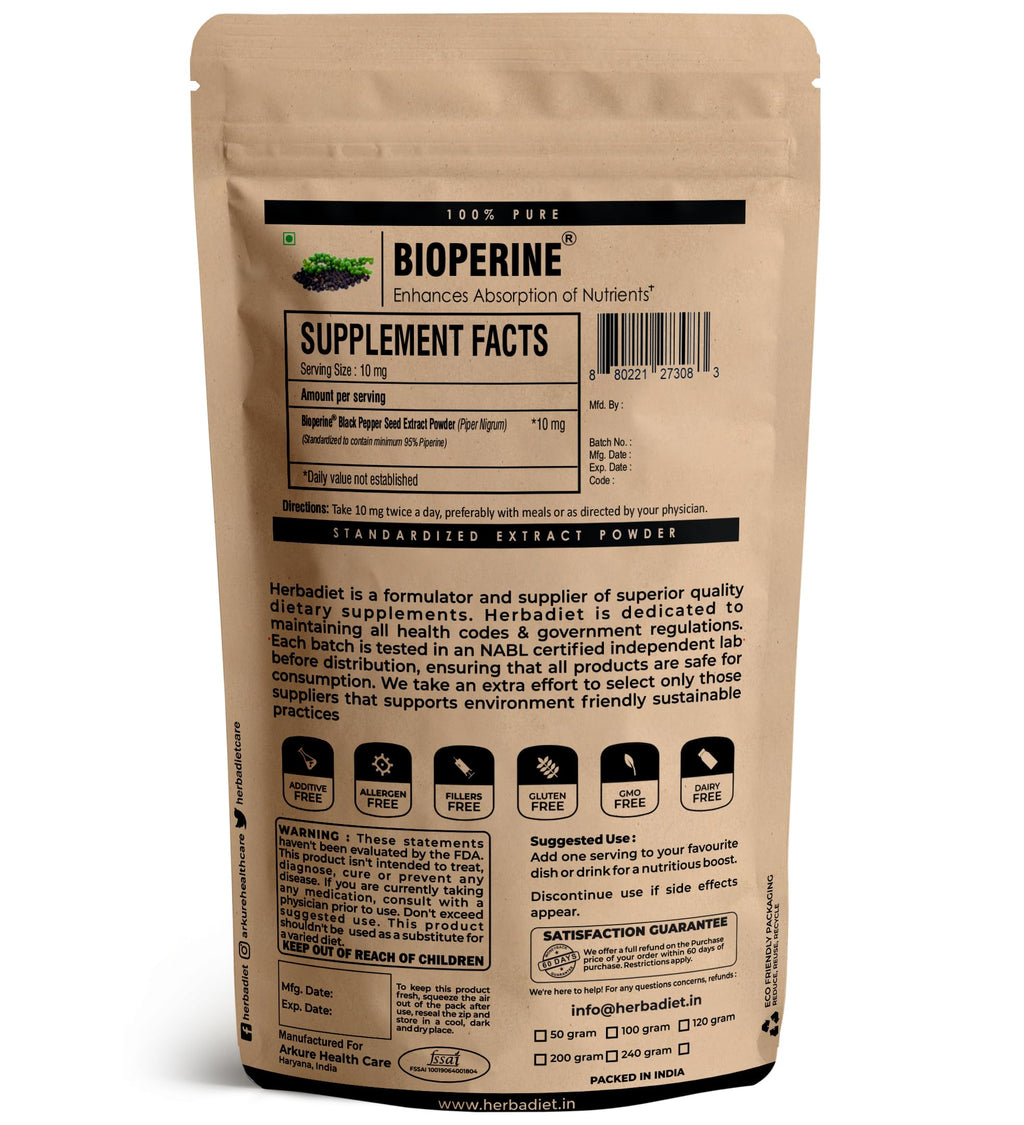 Piperine extract for enhanced health benefits
