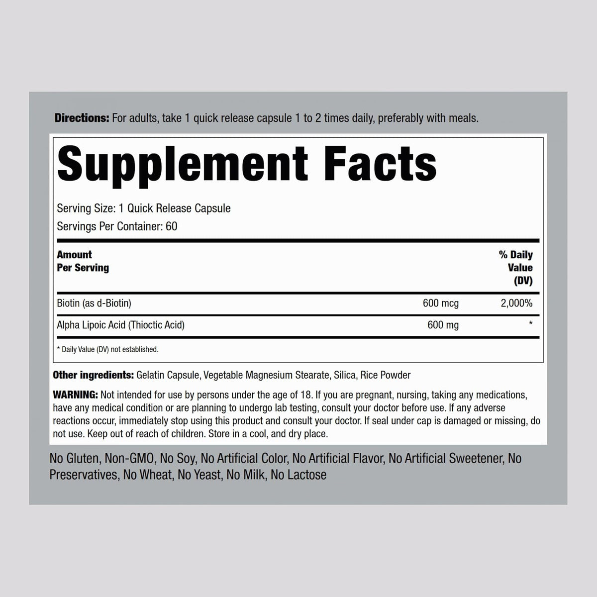 Piping Rock alpha lipoic acid capsules