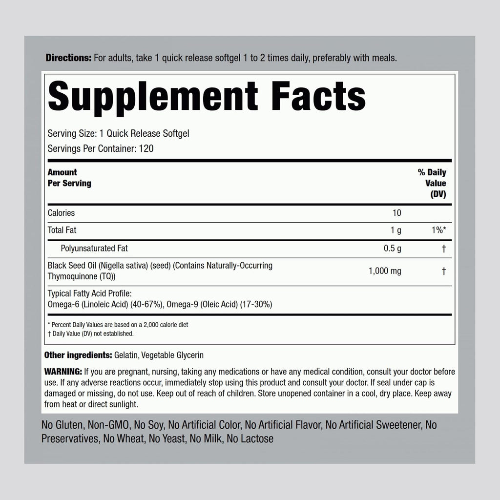 Piping Rock black seed oil benefits