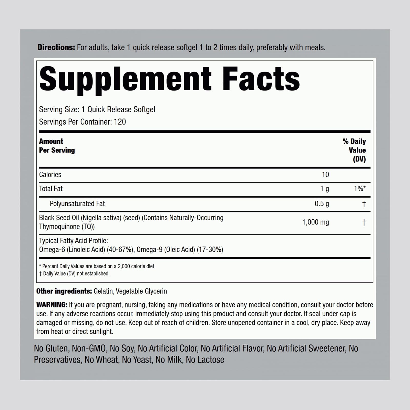 Piping Rock black seed oil benefits