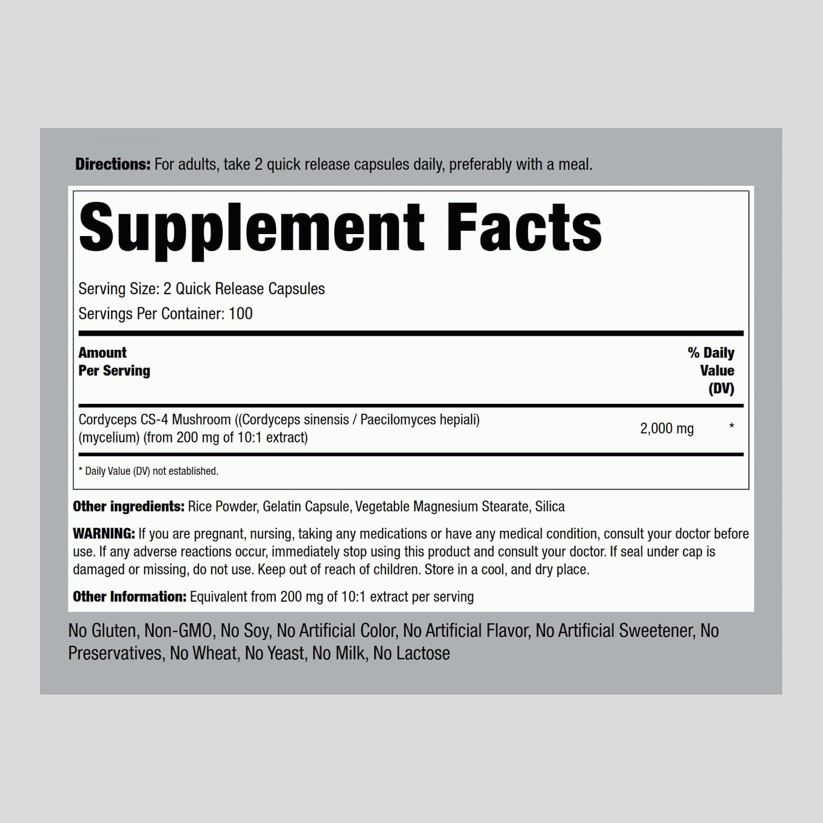 Piping Rock cordyceps capsules